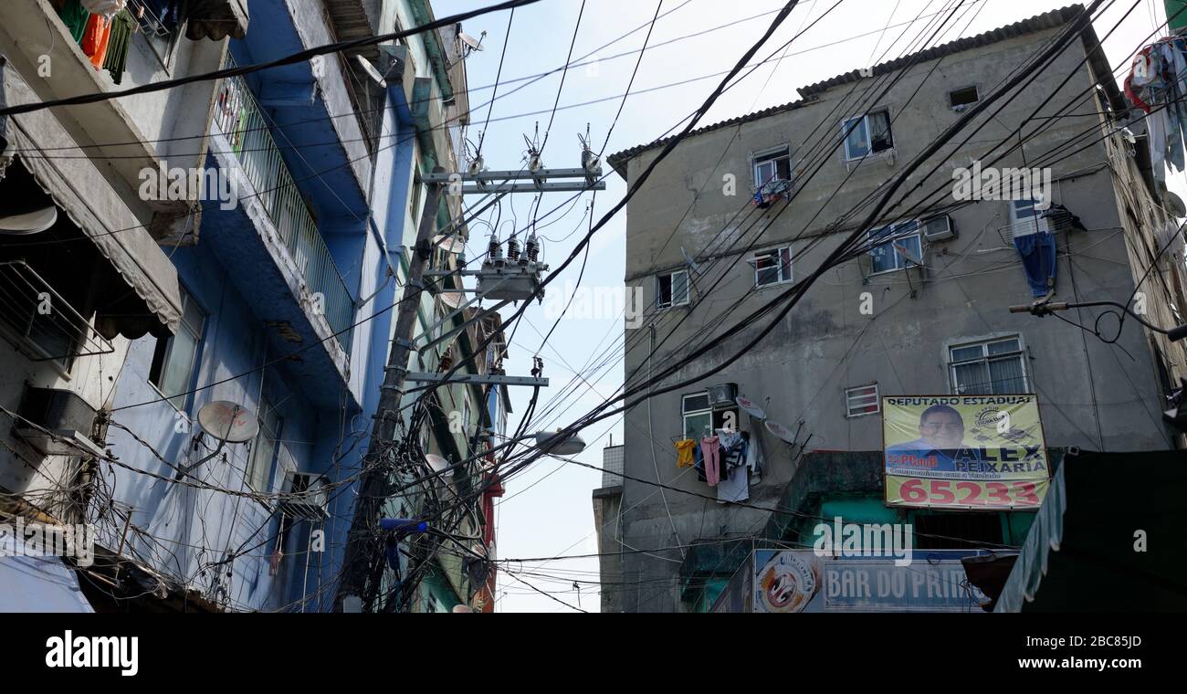 The many and messy cables for telecommunications and power in the ...