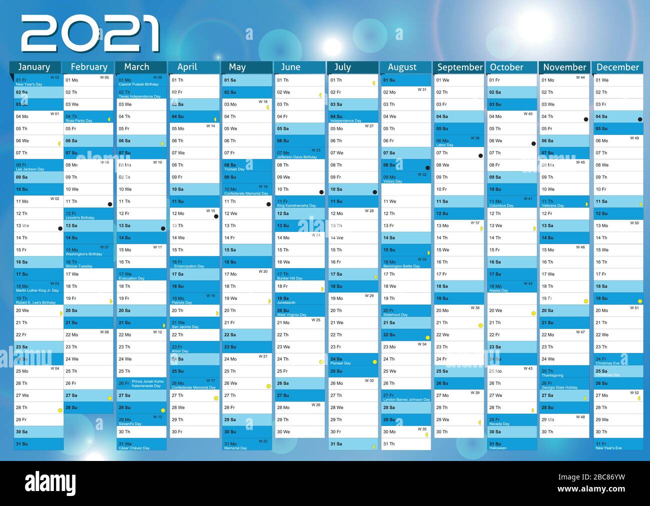 2021 usa year calendar template hi-res stock photography and images - Alamy