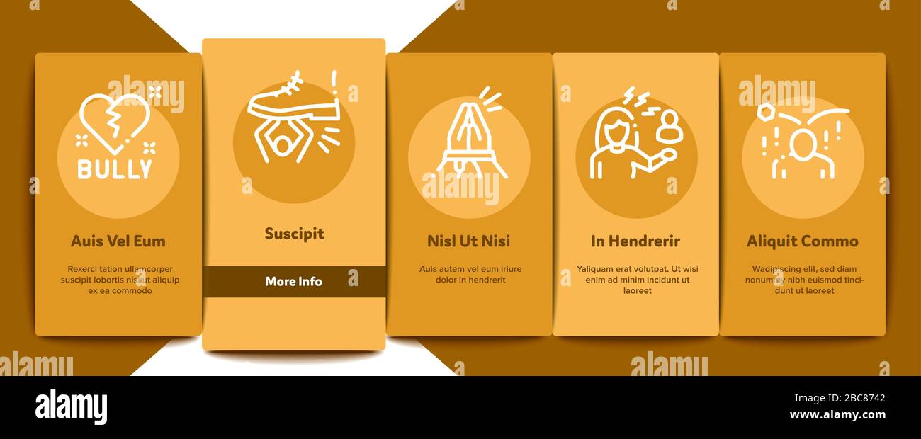 Bullying Aggression Onboarding Elements Icons Set Vector Stock Vector