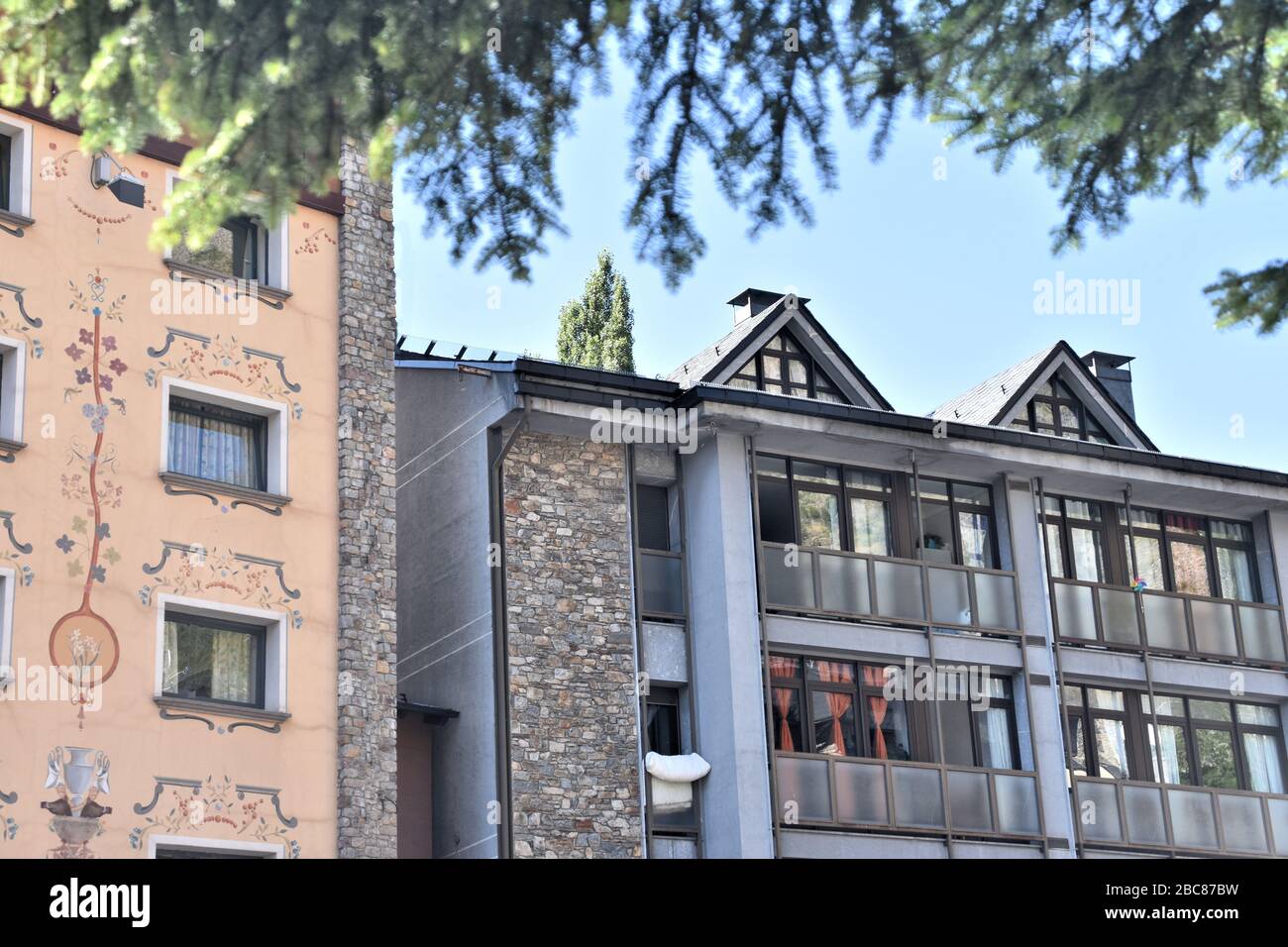 Modern buildings in Pyrenean town Stock Photo - Alamy