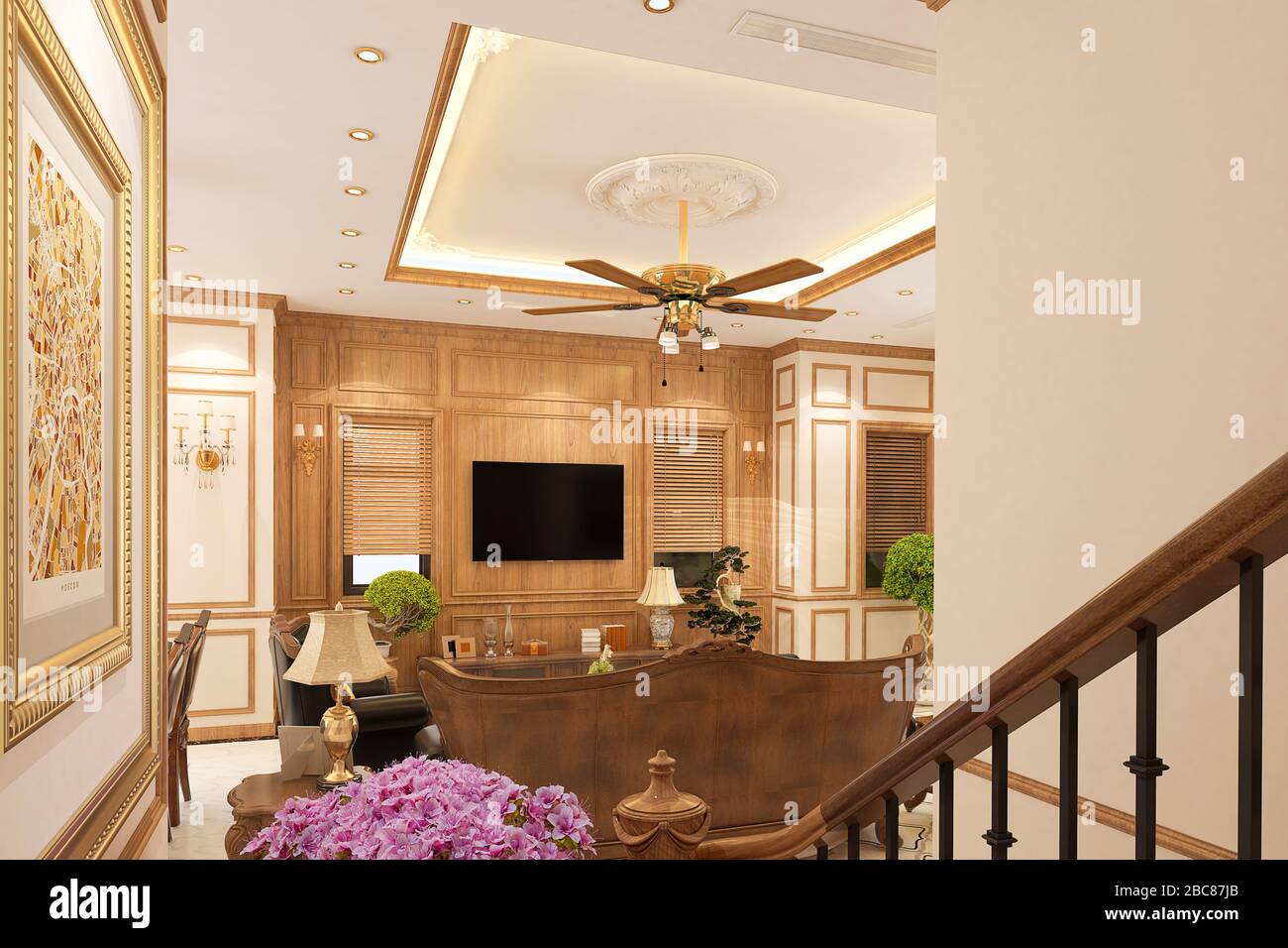 3d render of neo classic home interior Stock Photo - Alamy