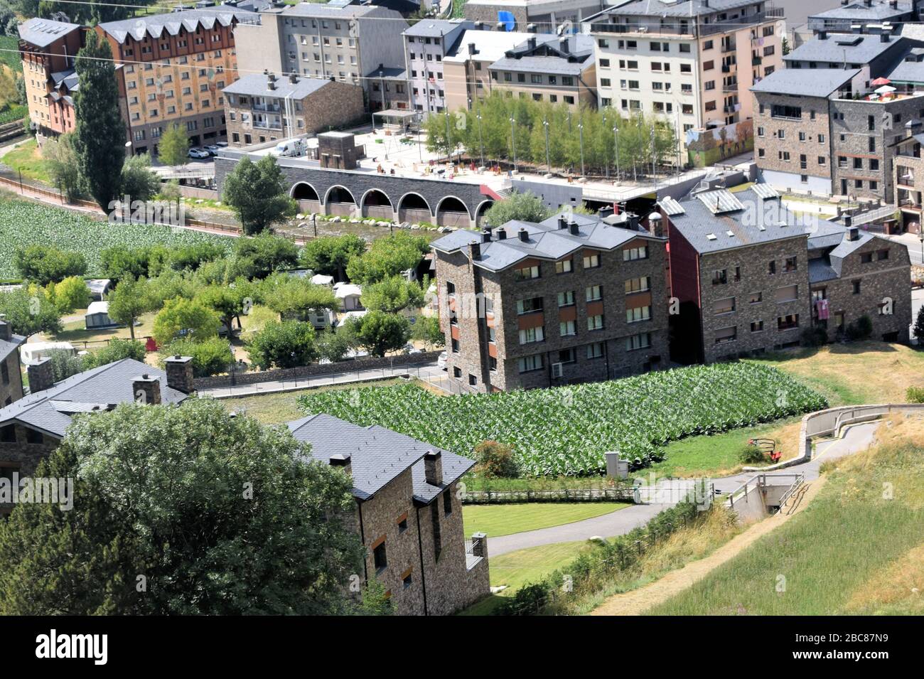 View of Pyrenean town from cable car Stock Photo - Alamy