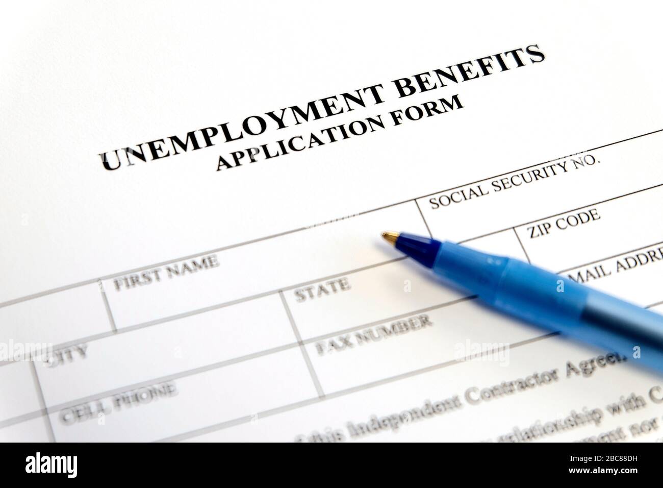 Written unemployment benefits application form Stock Photo - Alamy