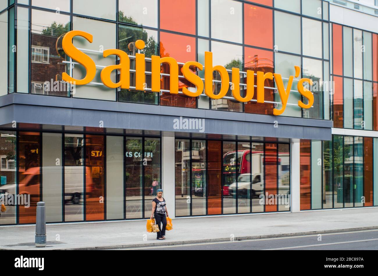 Sainsbury's Supermarket branch exterior logo / signage- London Stock ...