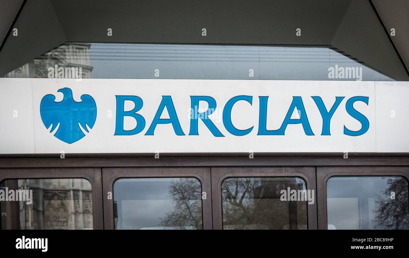 Barclays- British high street retail & commercial bank- exterior logo ...