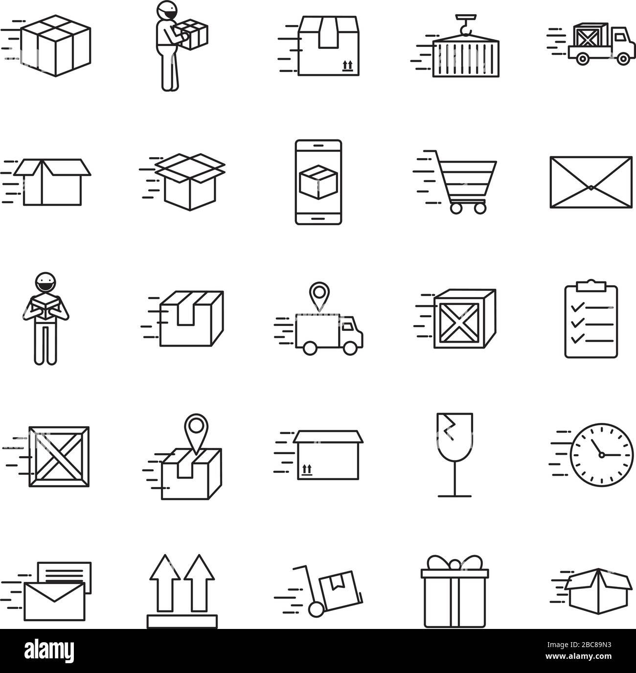 Fast delivery line style icon set vector design Stock Vector Image ...