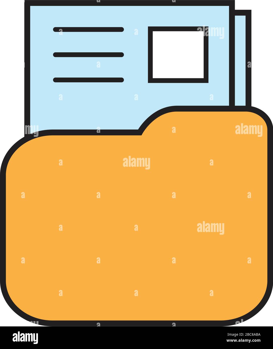 Document folder with stamp and text icon isolated on white Stock Vector ...