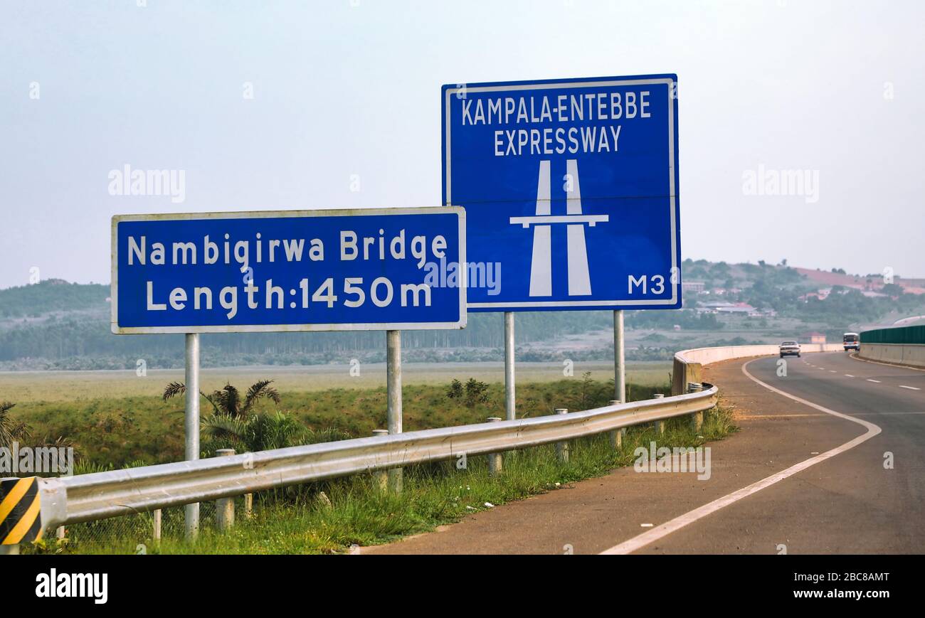 On the new Chinese-built Kampala–Entebbe Expressway in Uganda Stock ...