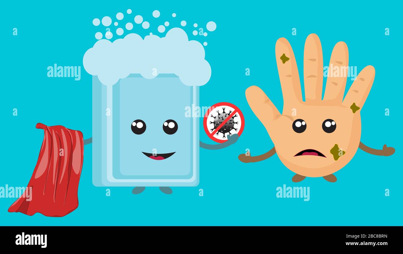 Wash hands soap vector sign ikon. Sign caution coronavirus. Dirty hand ...