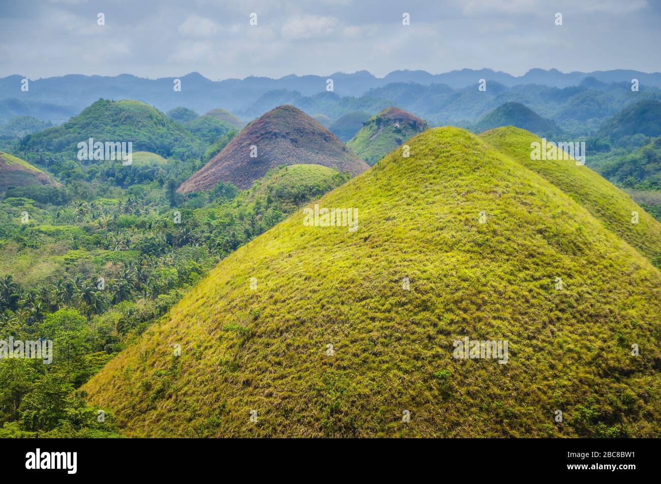 Chocolate hills in Bohol, some Clouds in Background, Philippines Stock ...