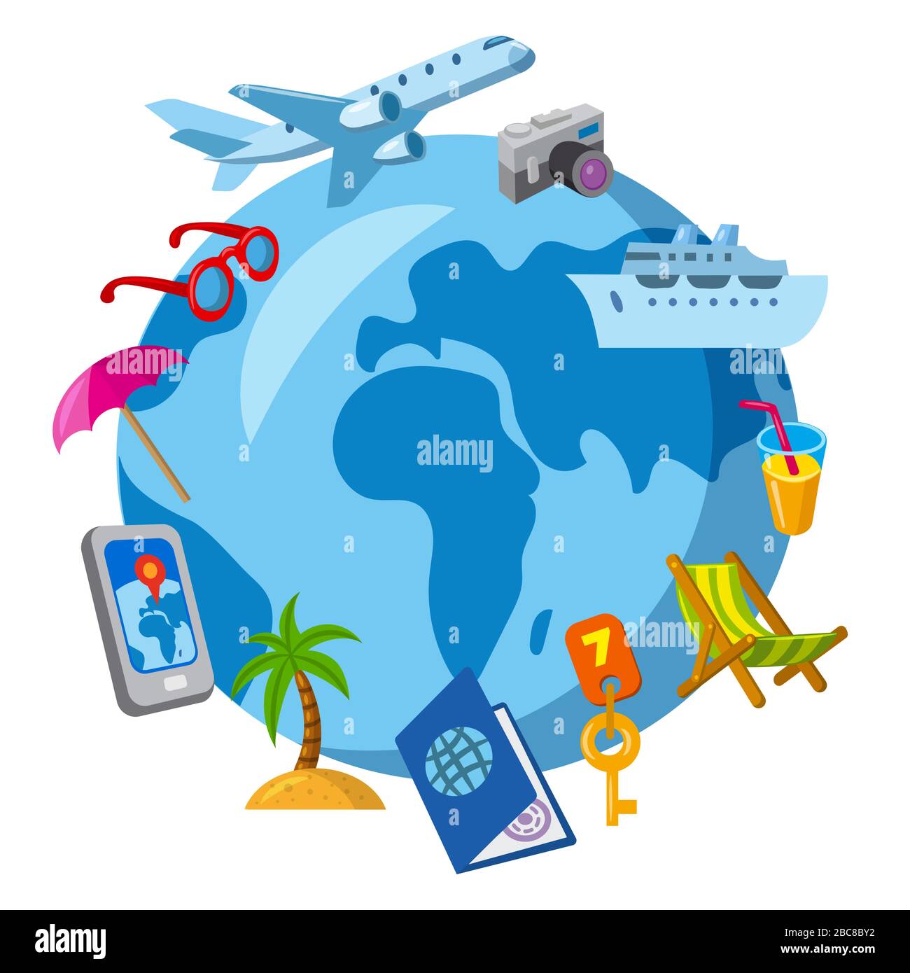 illustration of the cartoon travel and journey concept icon Stock ...