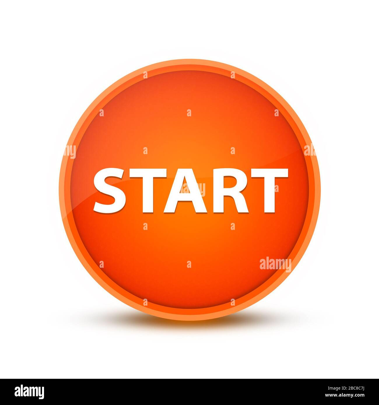 Start isolated on special orange round button abstract illustration ...