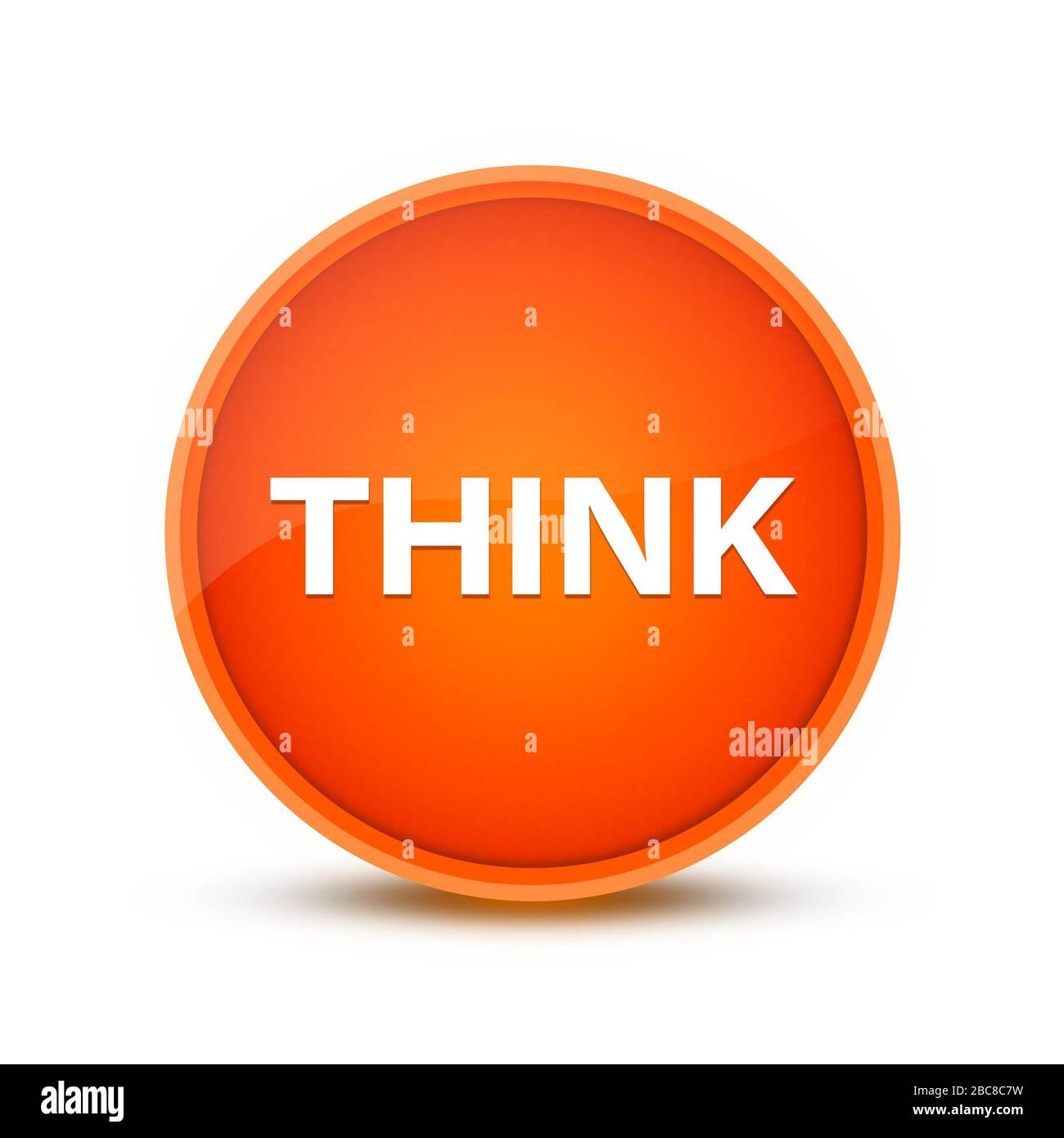 Think isolated on special orange round button abstract illustration ...
