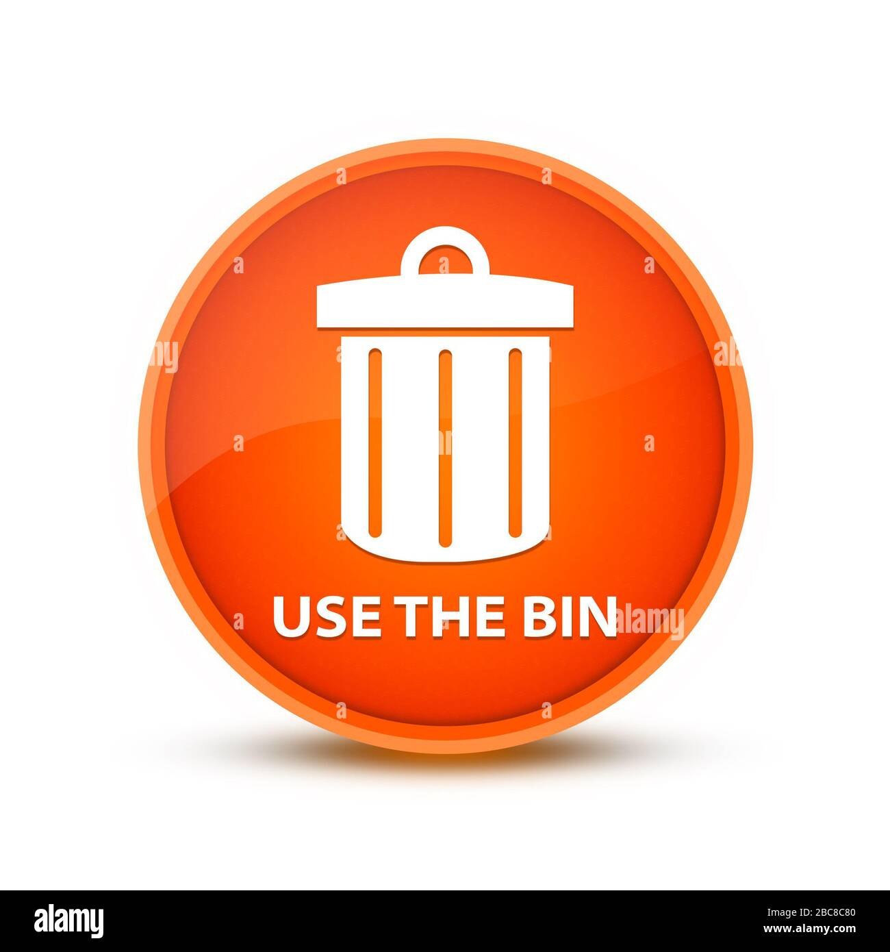 Use the bin (Recycle bin icon) isolated on special orange round button ...