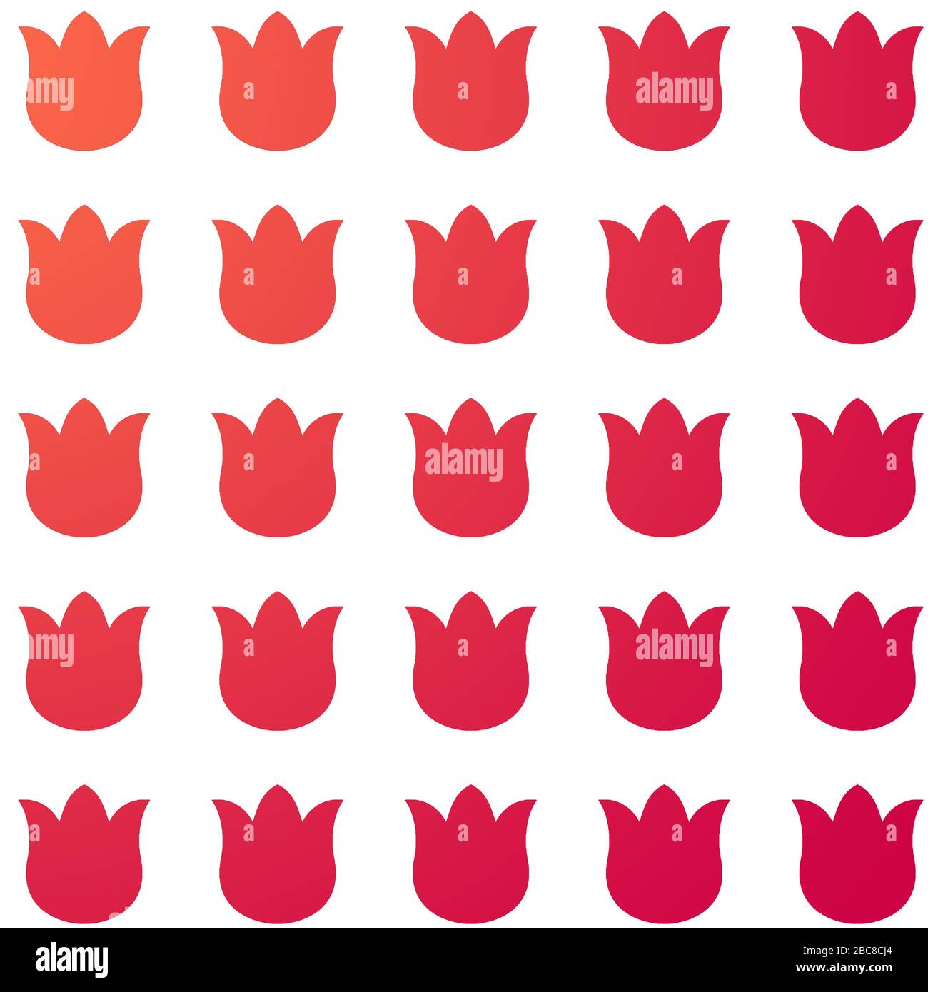 Red tulip pattern in various shades of red on a white background. 12x12 ...