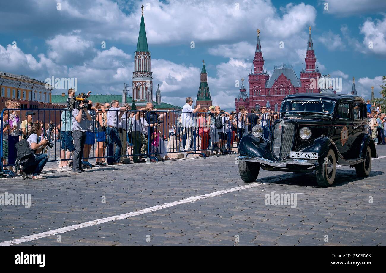Moscow, Russia, GAZ M-1 Emka, a Soviet passenger car, manufactured in 1936-1942, Gorkyclassic ...