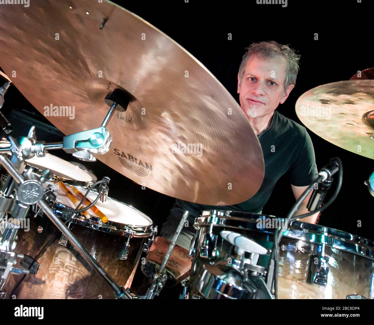 Drummer Dave Weckl warms up before a show with Oz Noy at 3rd and ...