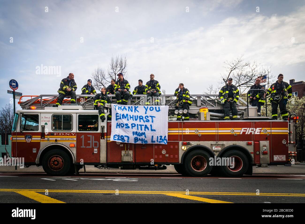 New York City firemen show their appreciation for healthcare workers in ...