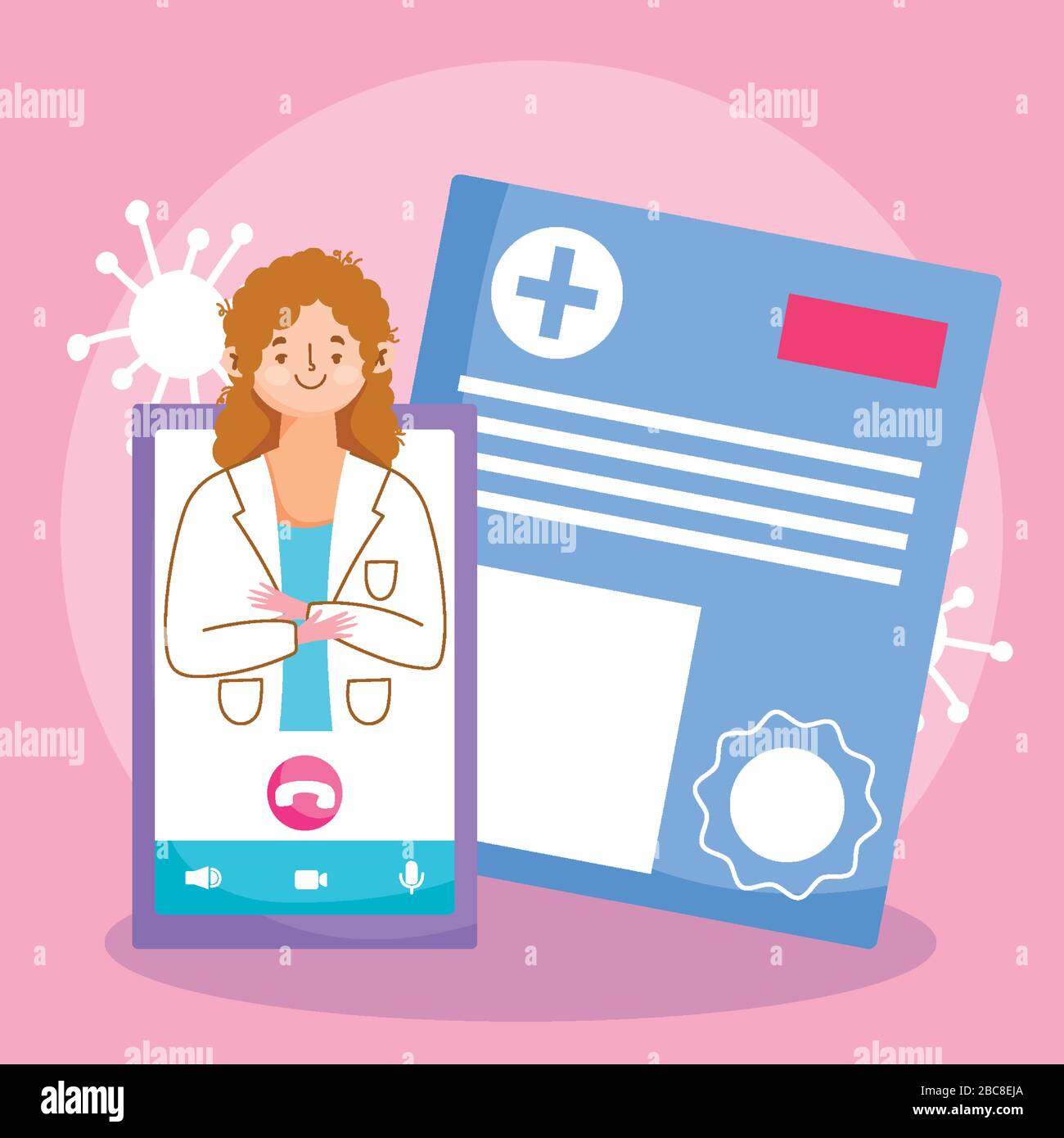 online doctor, physician smartphone medical report cartoon vector ...