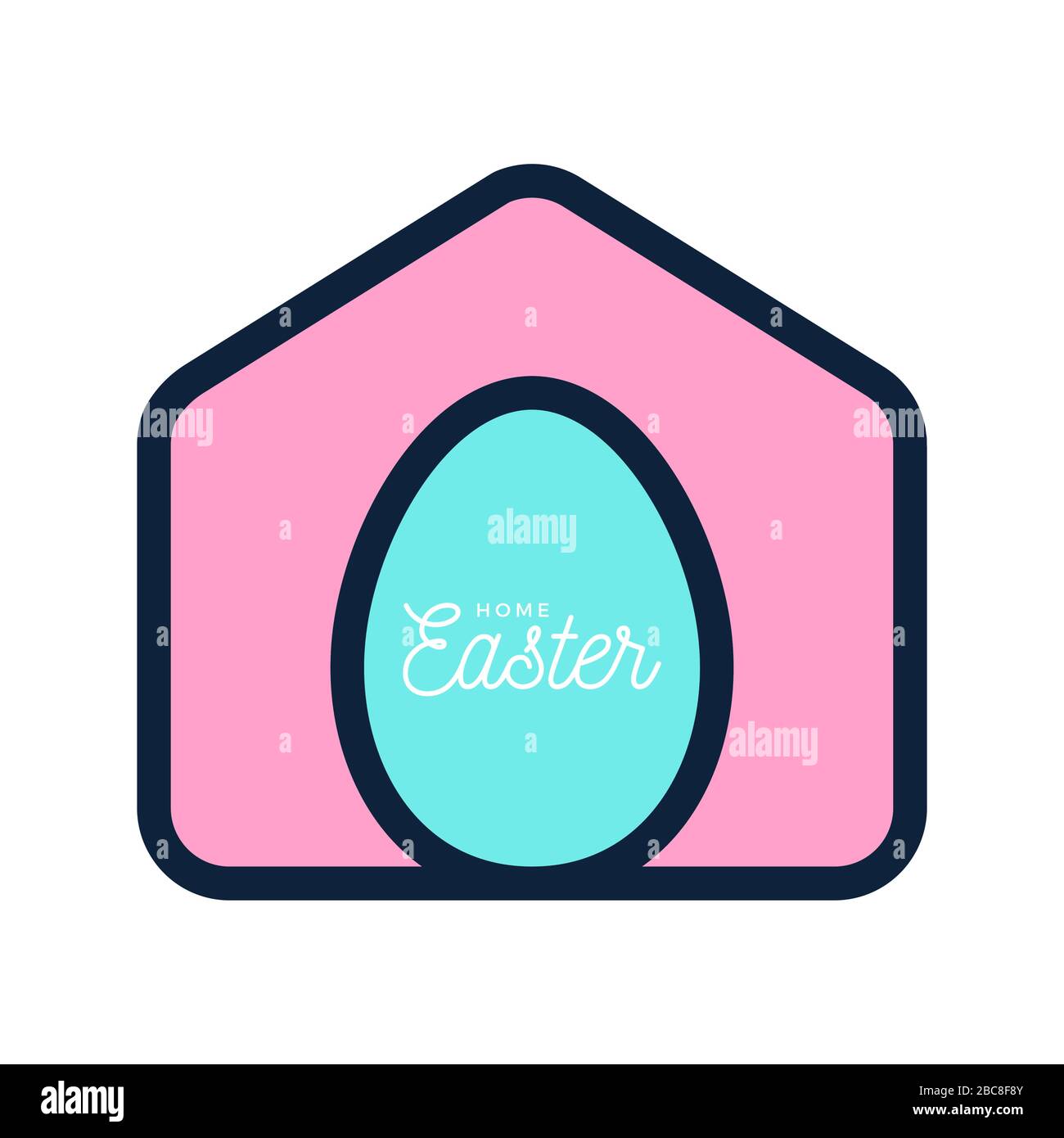 Happy Home Easter 2020 Card with Funny Vector Minimalist Icon. staying ...
