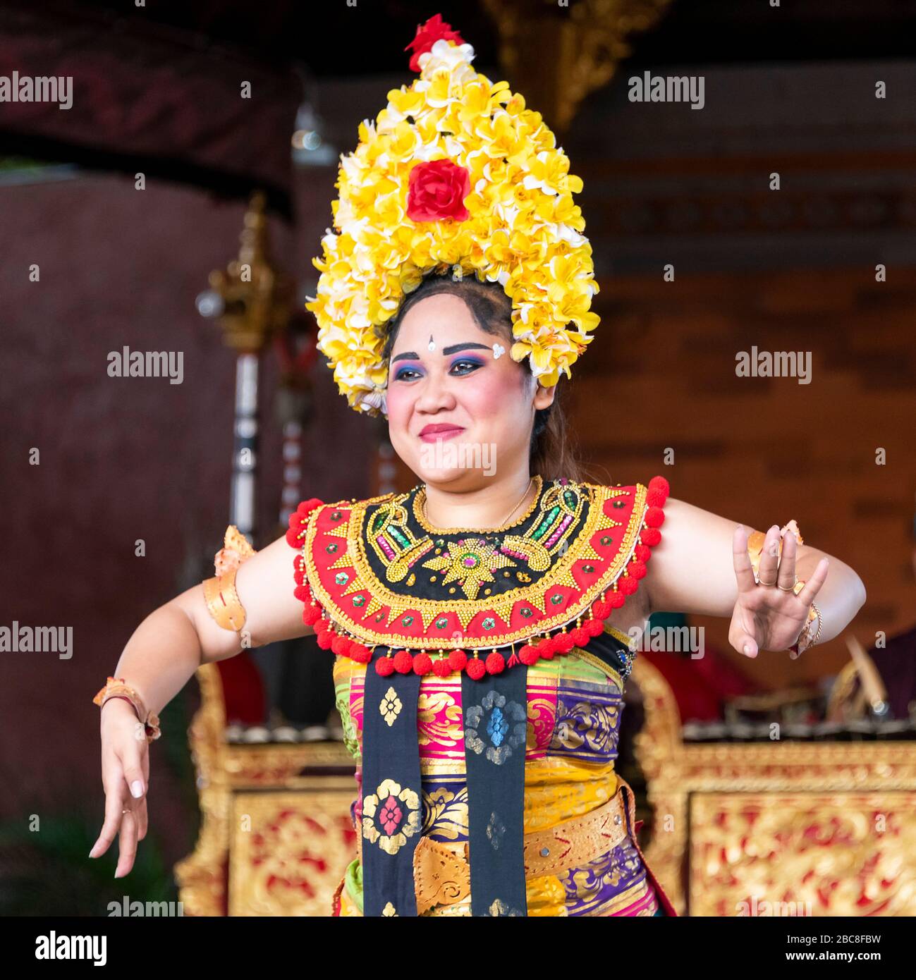 Square portrait of a female Barong dancer in Bali, Indonesia Stock ...