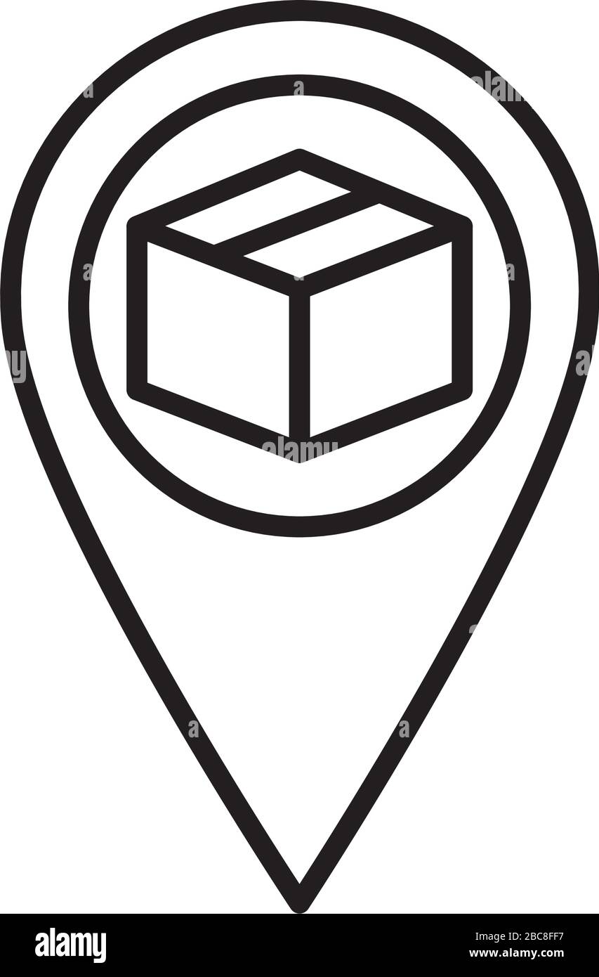 Delivery box inside gps mark line style icon vector design Stock Vector ...