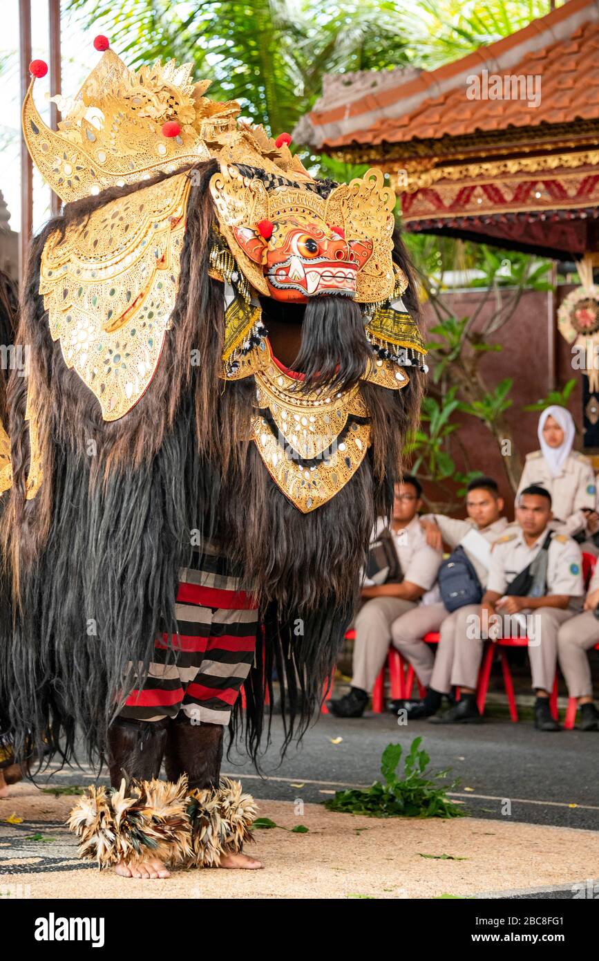 Vertical view of the main character in Barong dance in Bali, Indonesia ...
