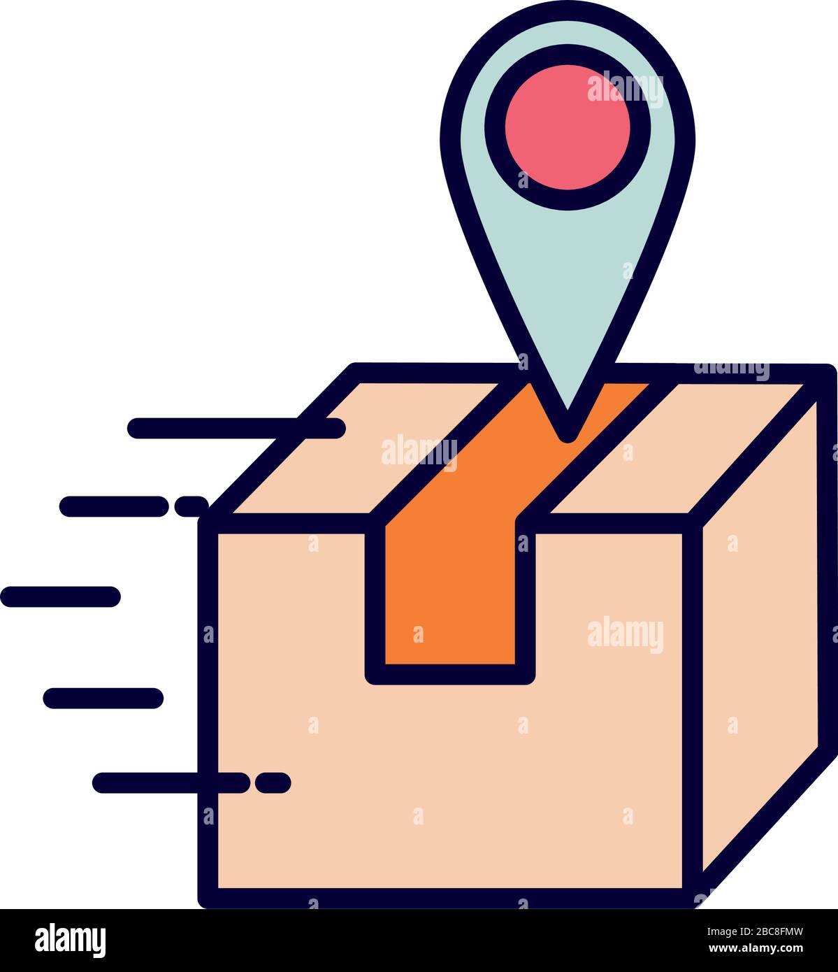 Delivery box and gps mark line and fill style icon vector design Stock ...