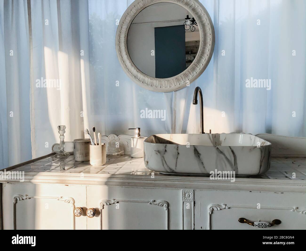 Bathroom interior sink with modern design Stock Photo - Alamy