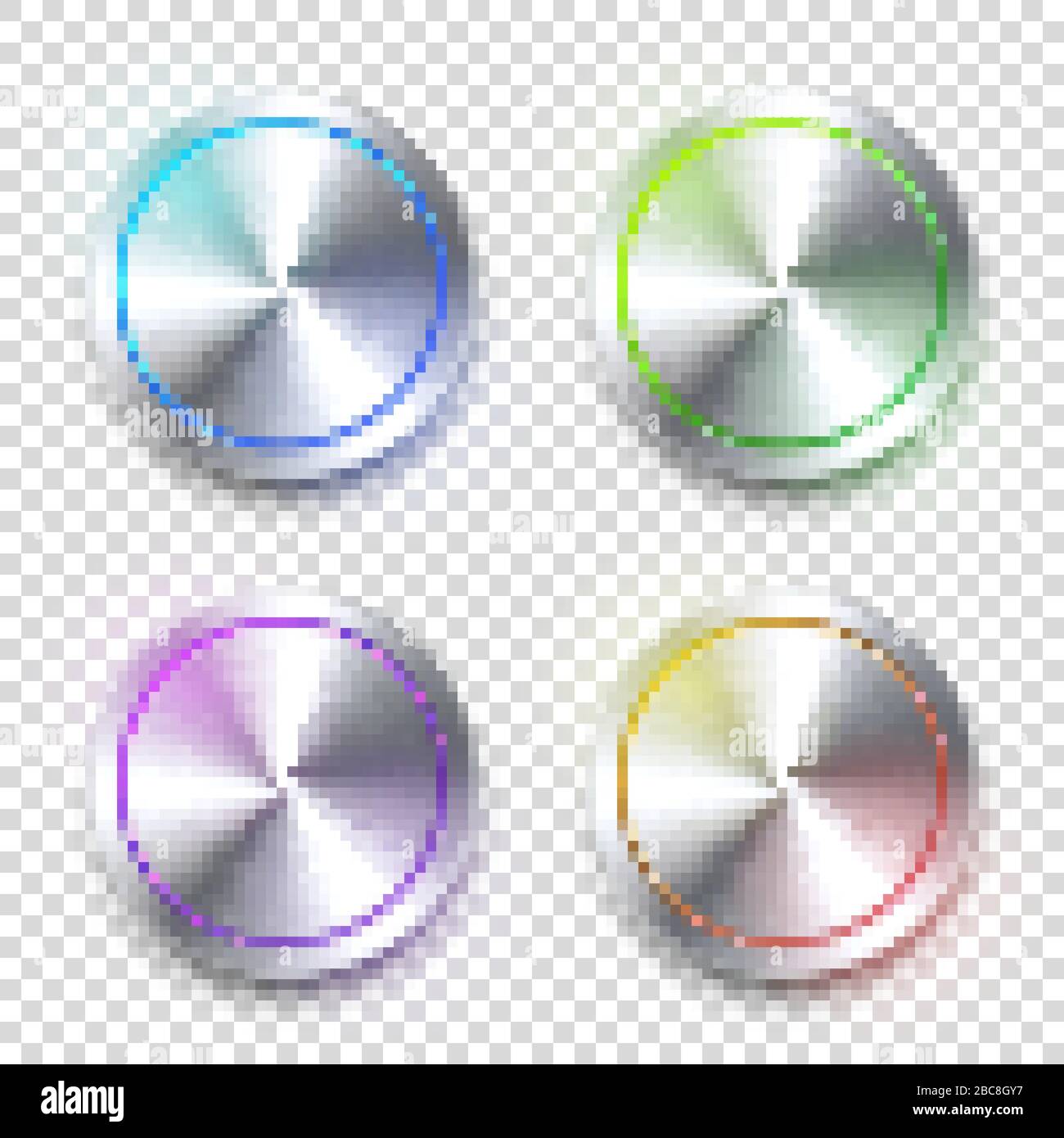 Realistic metal chrome button. Silver steel volume control knob ...