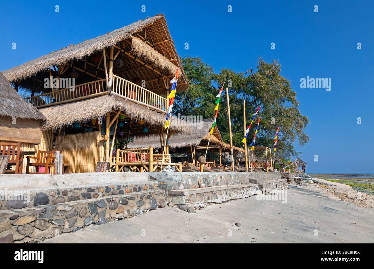 Asia, Indonesia, West Nusa Tenggara, Gili Air, Beachfront huts and ...