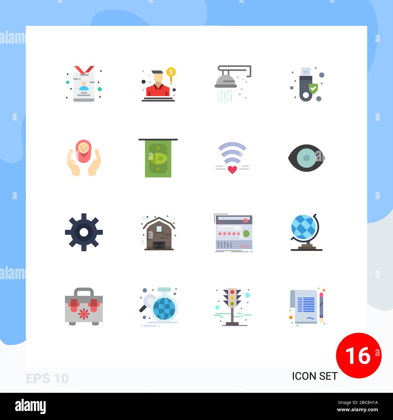 Stock Vector Icon Pack of 16 Line Signs and Symbols for hands, token ...