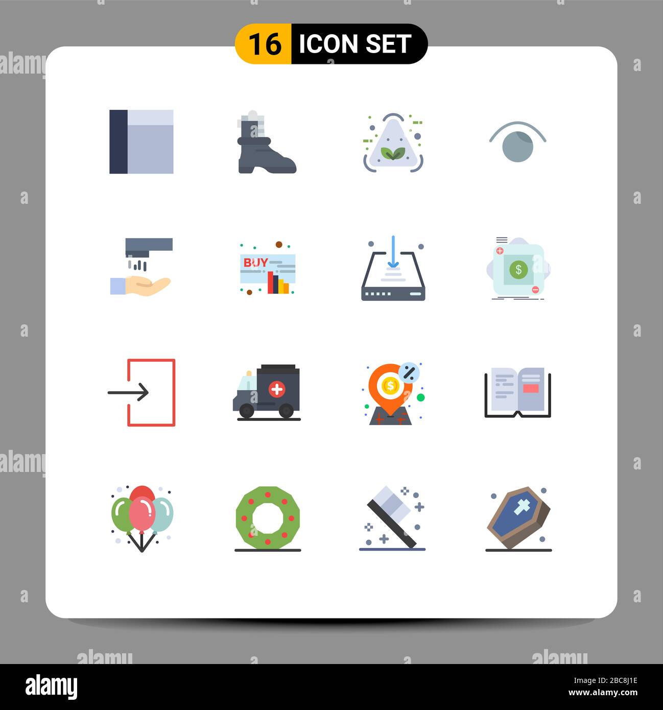 Set of 16 Modern UI Icons Symbols Signs for click, cleaning, recycle ...