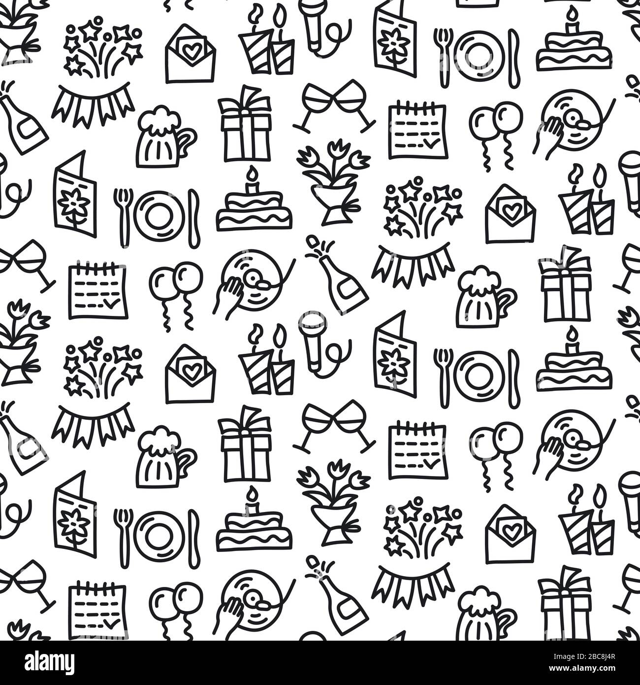 illustration of the black outlines celebrations and event seamless ...