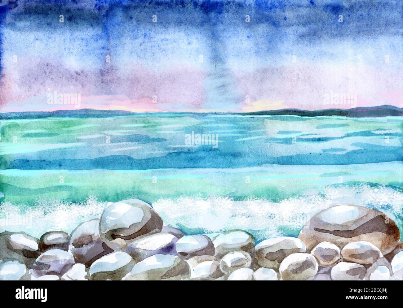 Watercolor Landscape Ocean