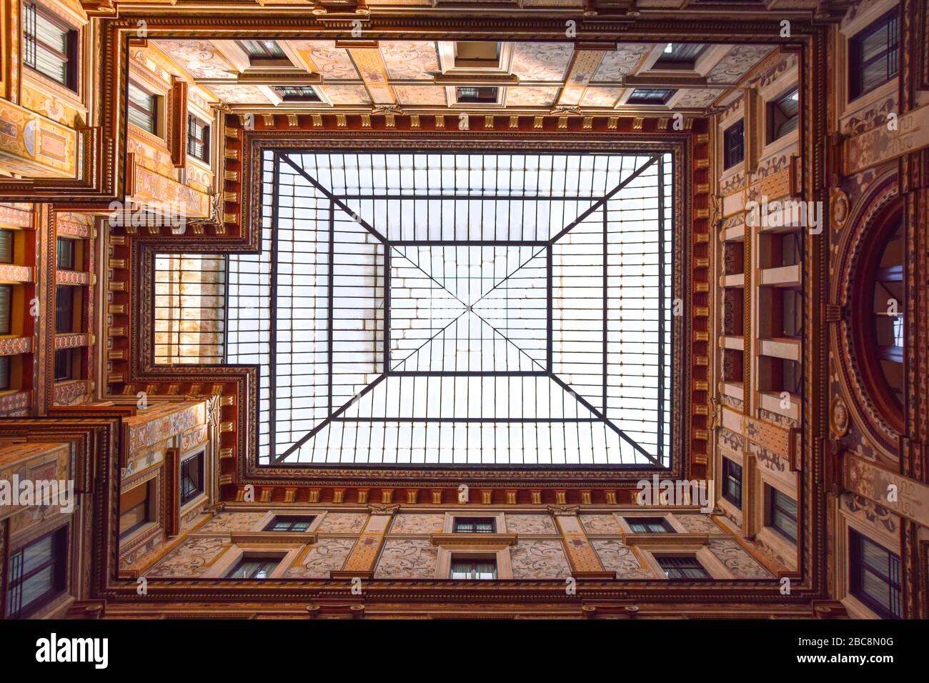 Worm's Eye View of an Interior Courtyard in Rome, Italy (Directly Below ...
