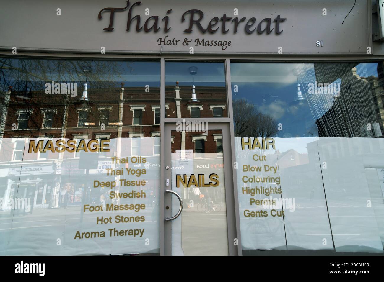 London, UK. 3rd Apr, 2020. Thai Retreat on Chiswick High Road courts ...