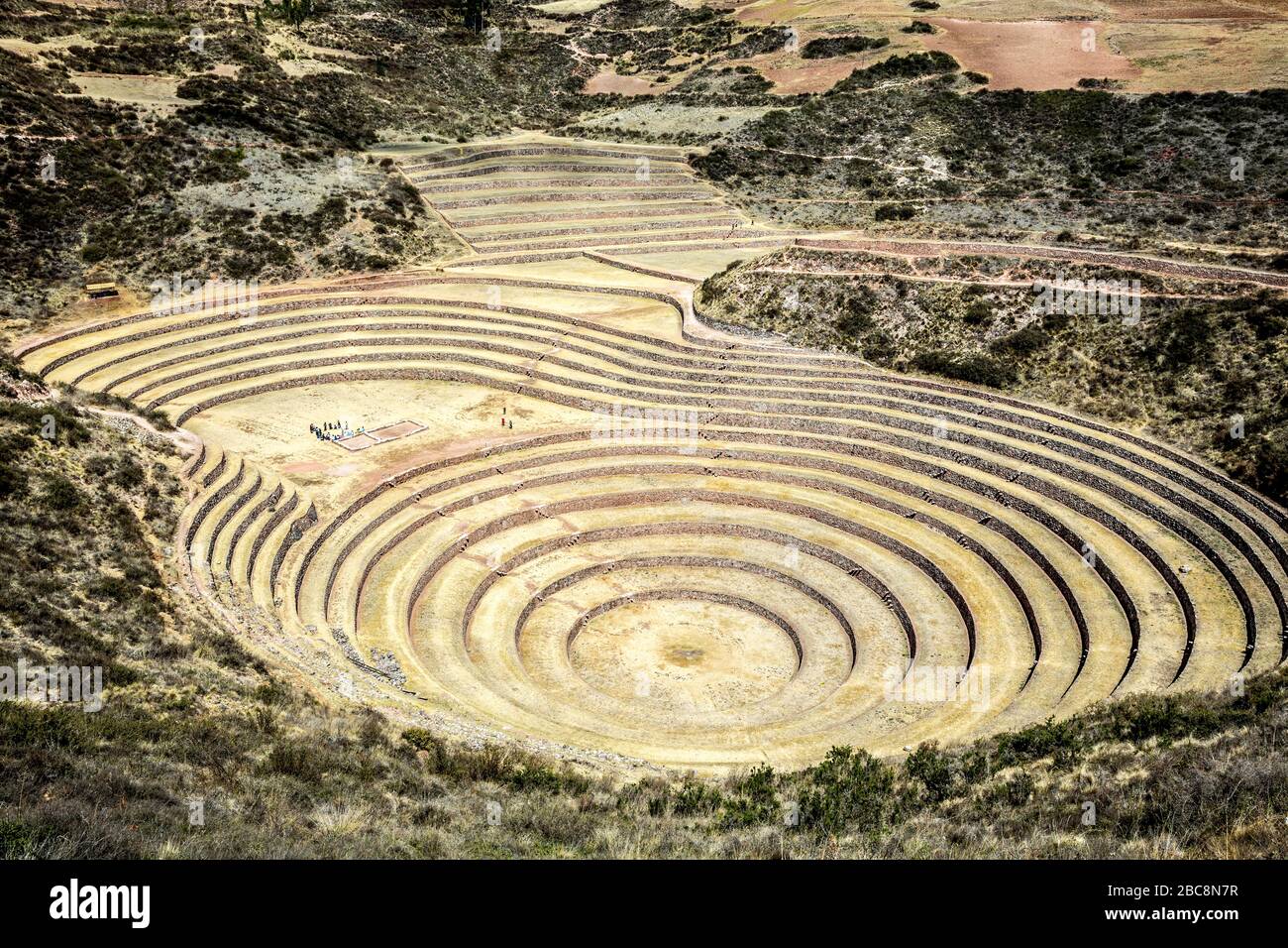 Concentric agricultural terraces, Moray Inca ruins, Cusco, Peru Stock ...