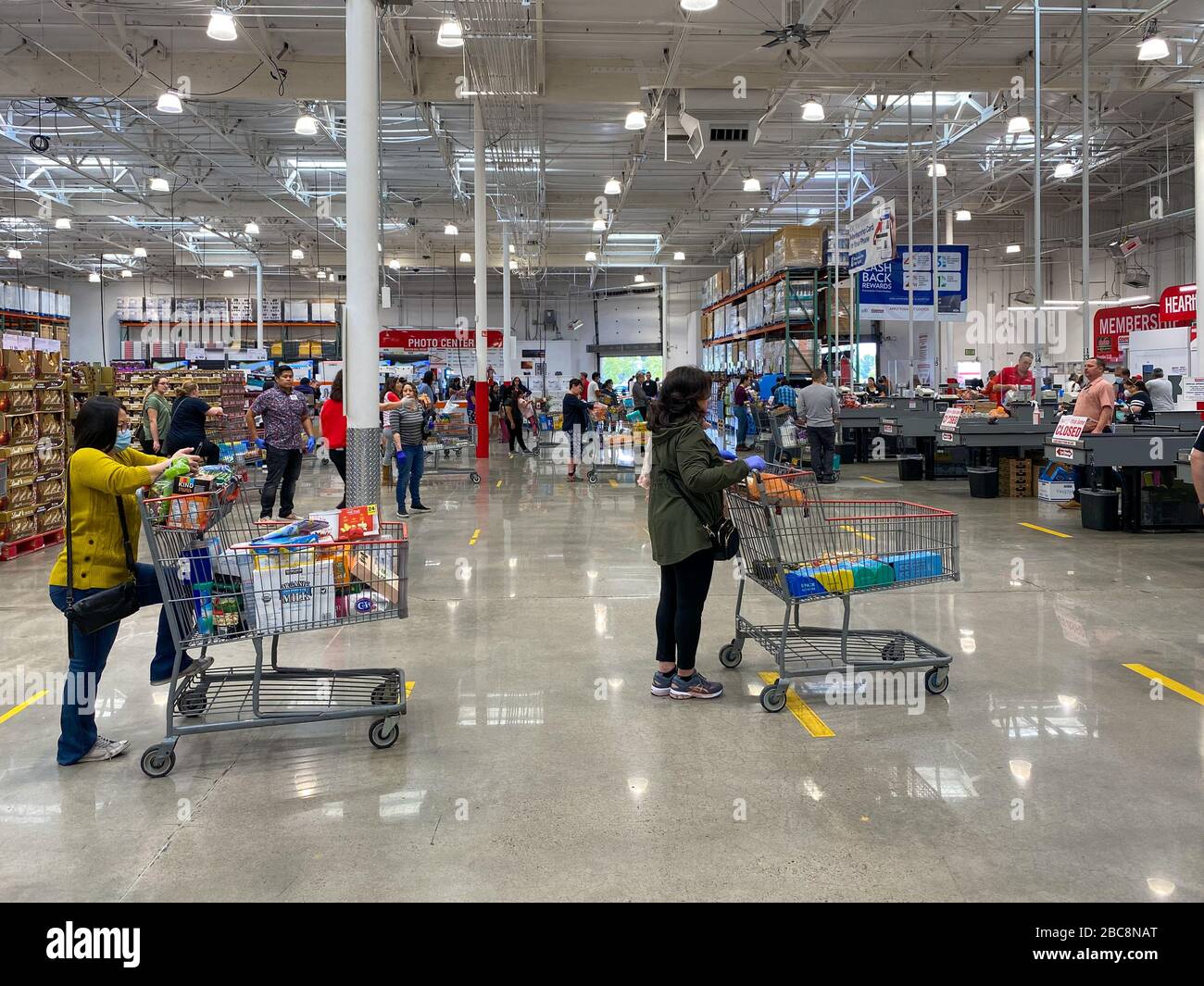 Special lines social distancing for shoppers at Costco during COVID-19 ...