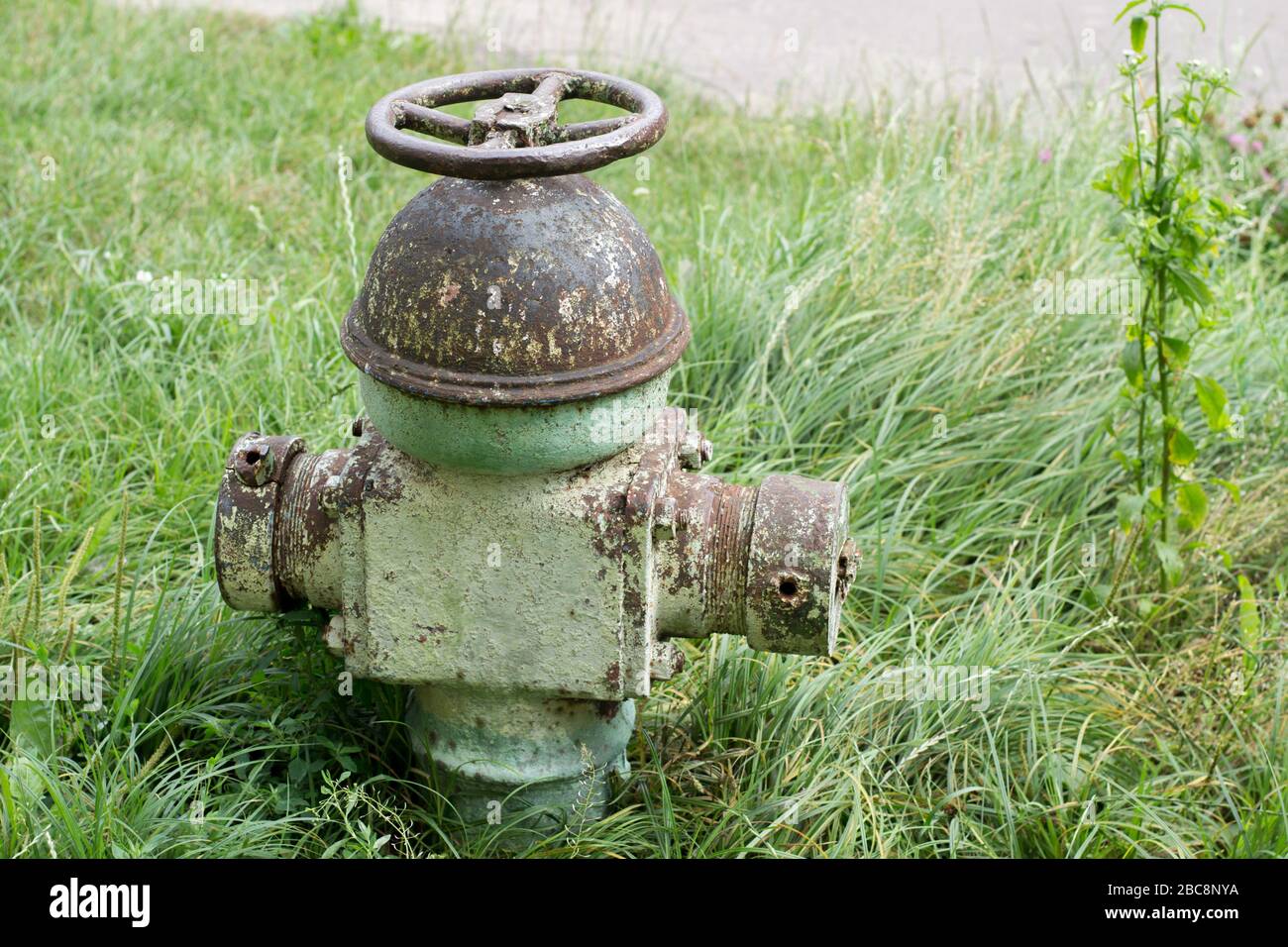 Old hydrant on a background of grass Stock Photo - Alamy