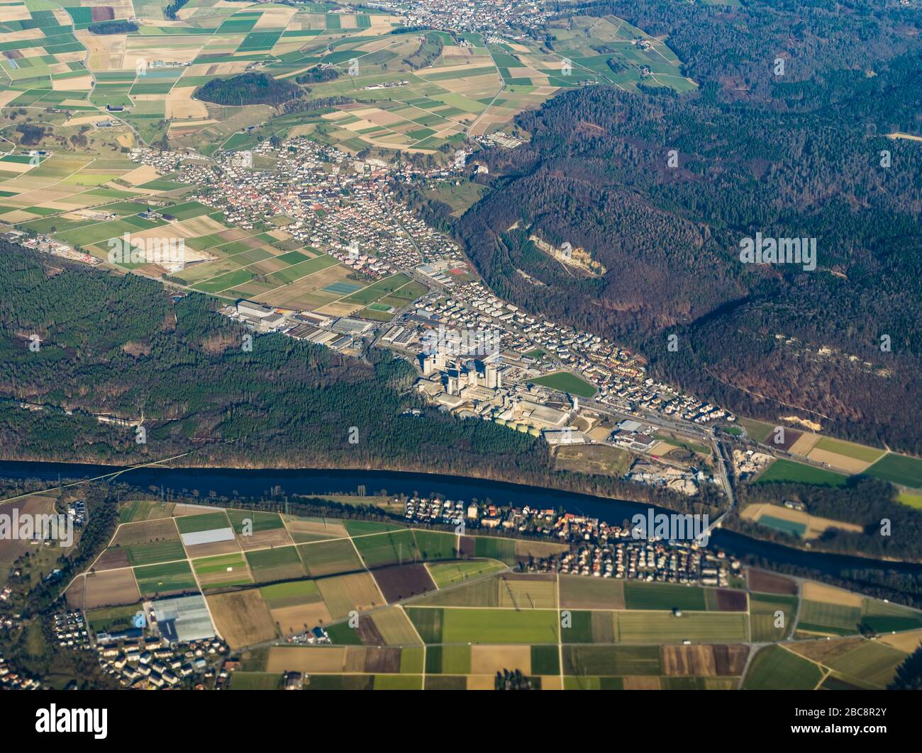 Aerial view, Rhine at Siggenthal Stock Photo - Alamy