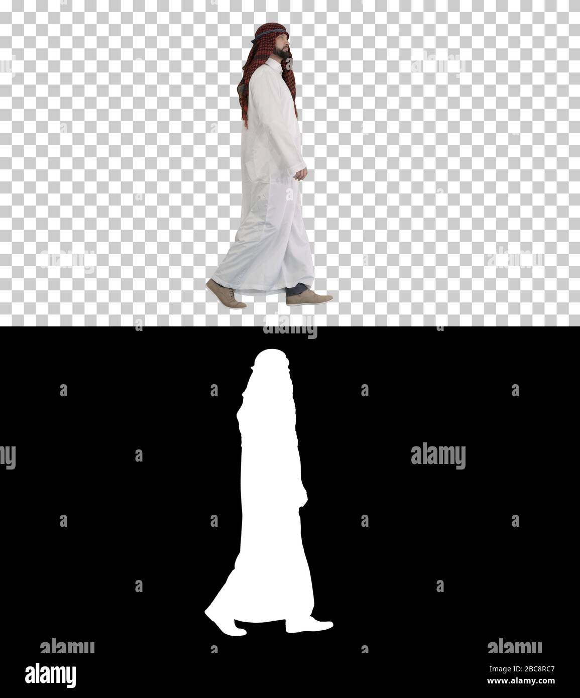Arabian Confident Sheikh With Beard Walking, Alpha Channel Stock Photo ...