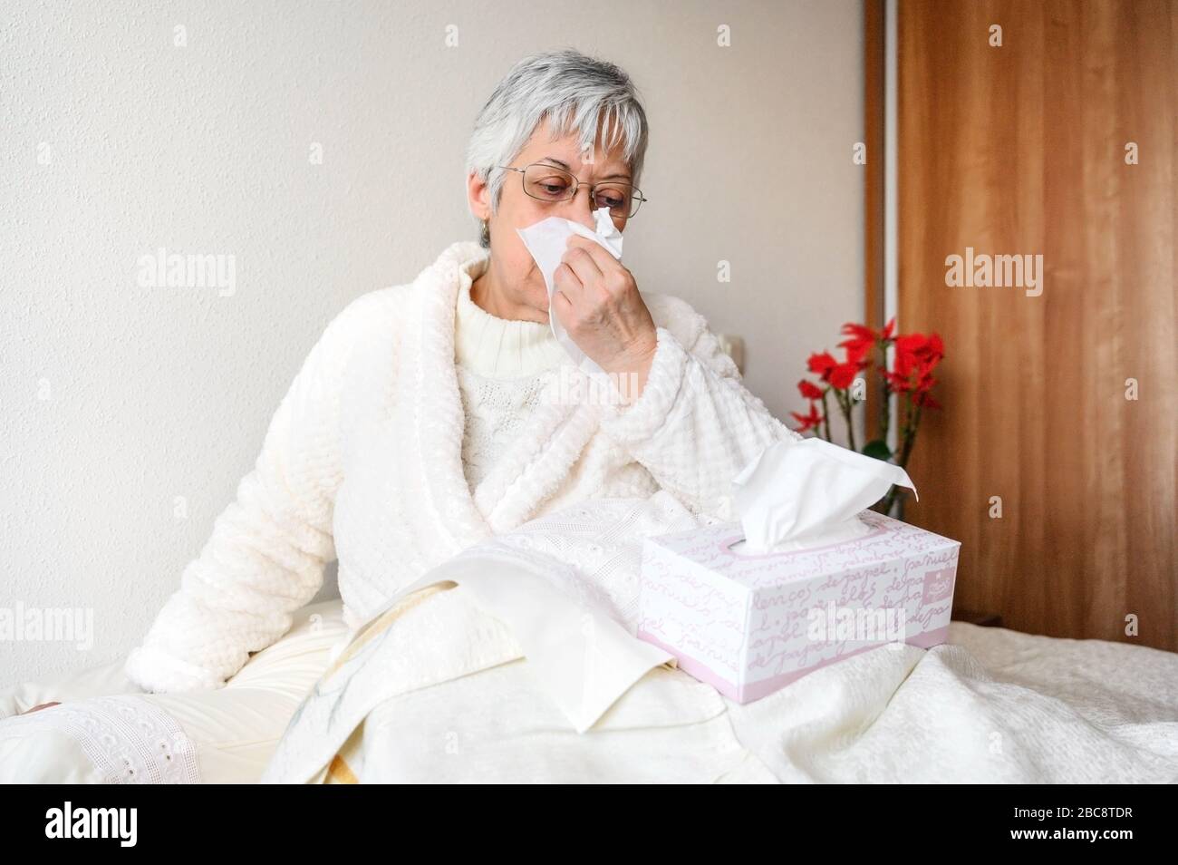 Coronavirus pandemic. Healthcare, flu, hygiene and people concept. Sick ...