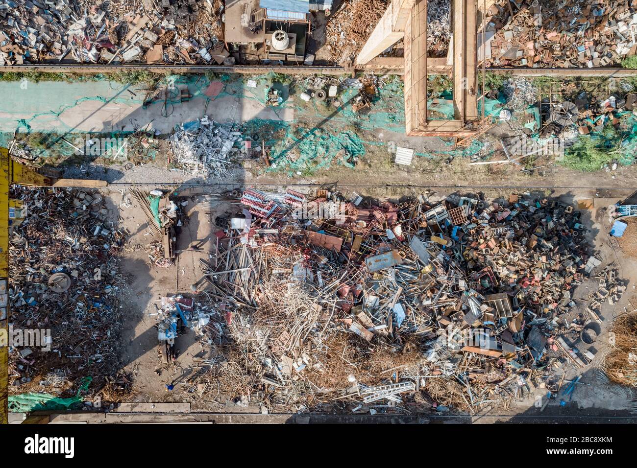 aerial view of scrap metal recycling yard Stock Photo - Alamy