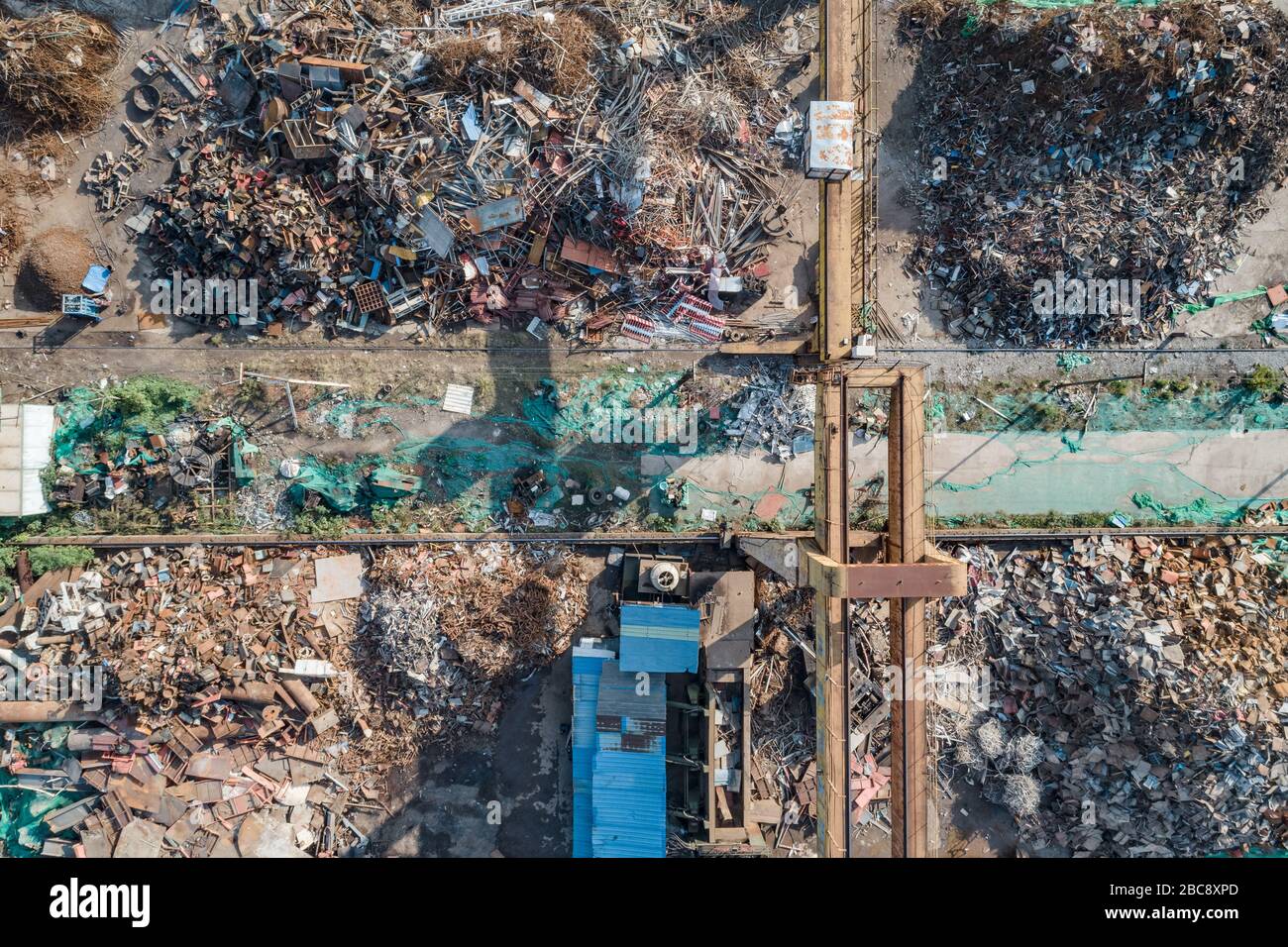 aerial view of scrap metal recycling yard Stock Photo - Alamy