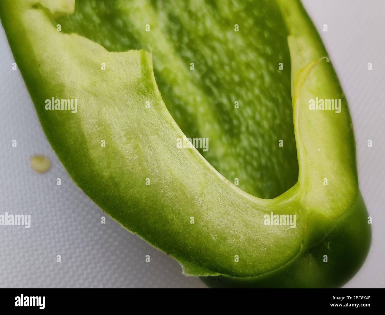 slice of green bell pepper or capsicum isolated on white background ...