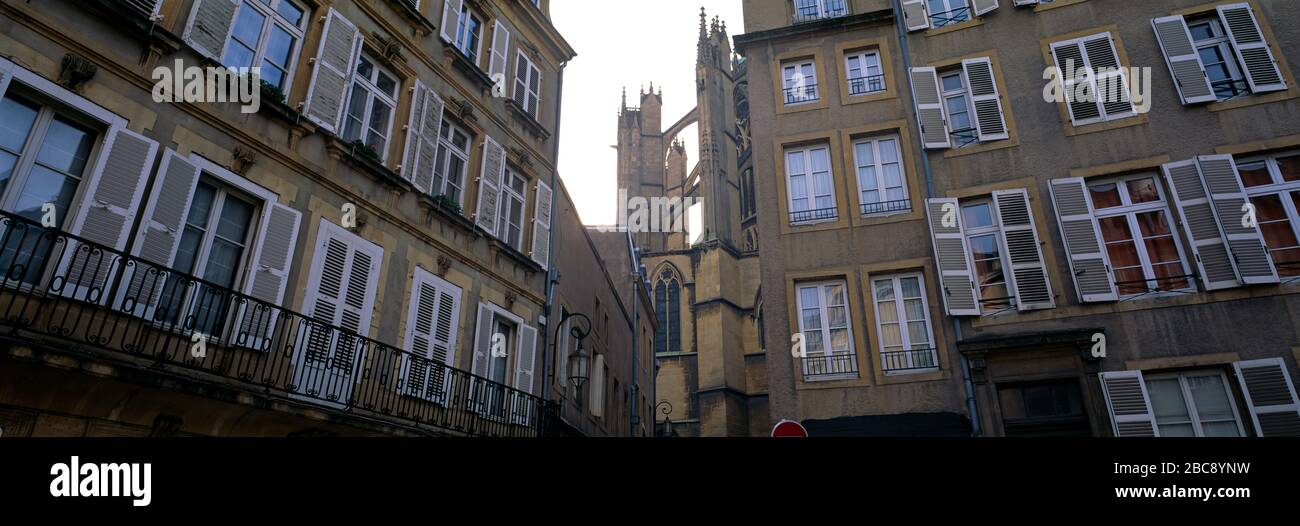 Street scene and facade of historic architecture in the old town area ...