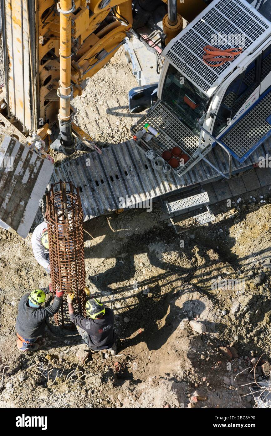 Construction site continuous flight auger hi-res stock photography and ...