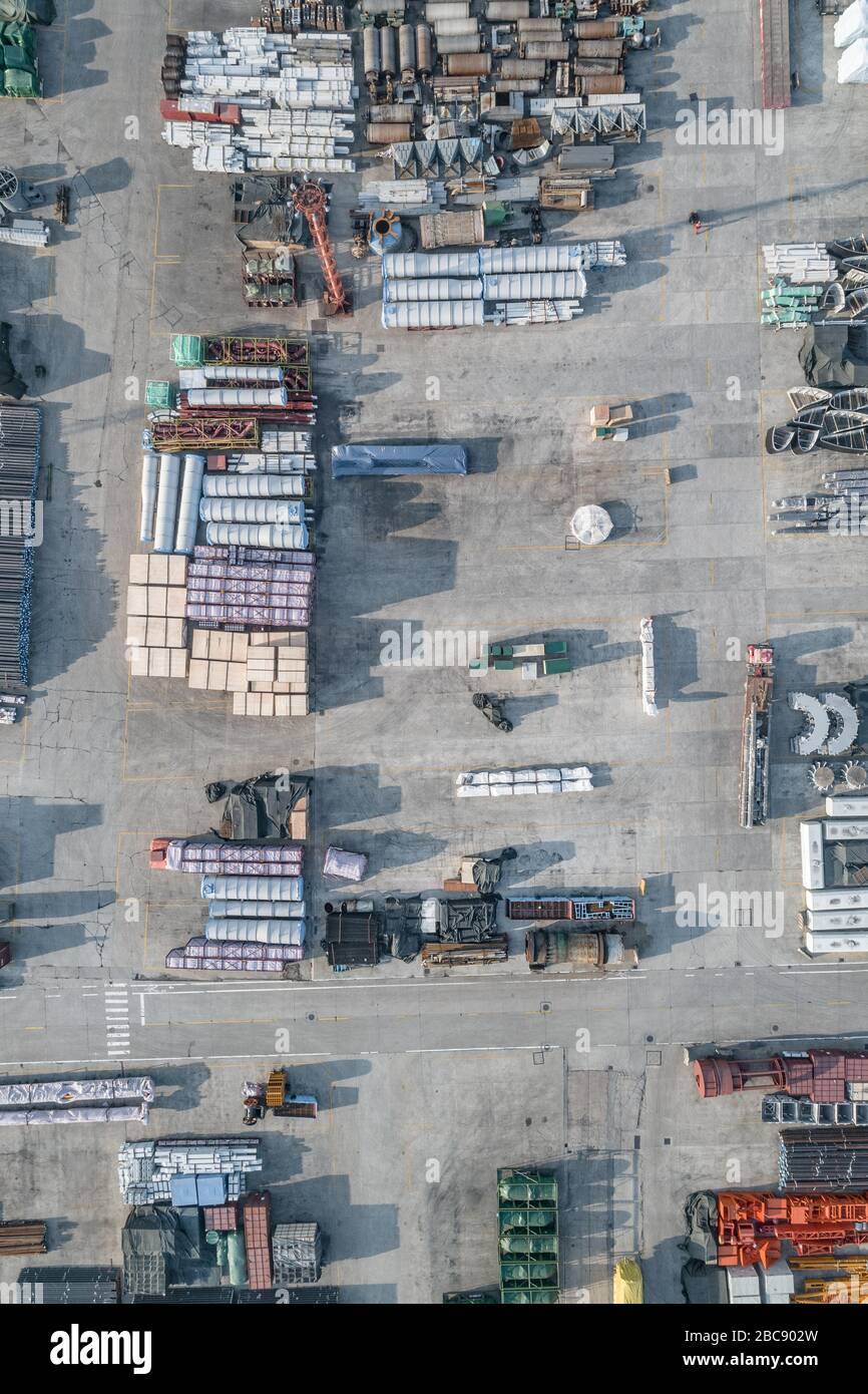 aerial view of raw industrial material in cargo port Stock Photo - Alamy