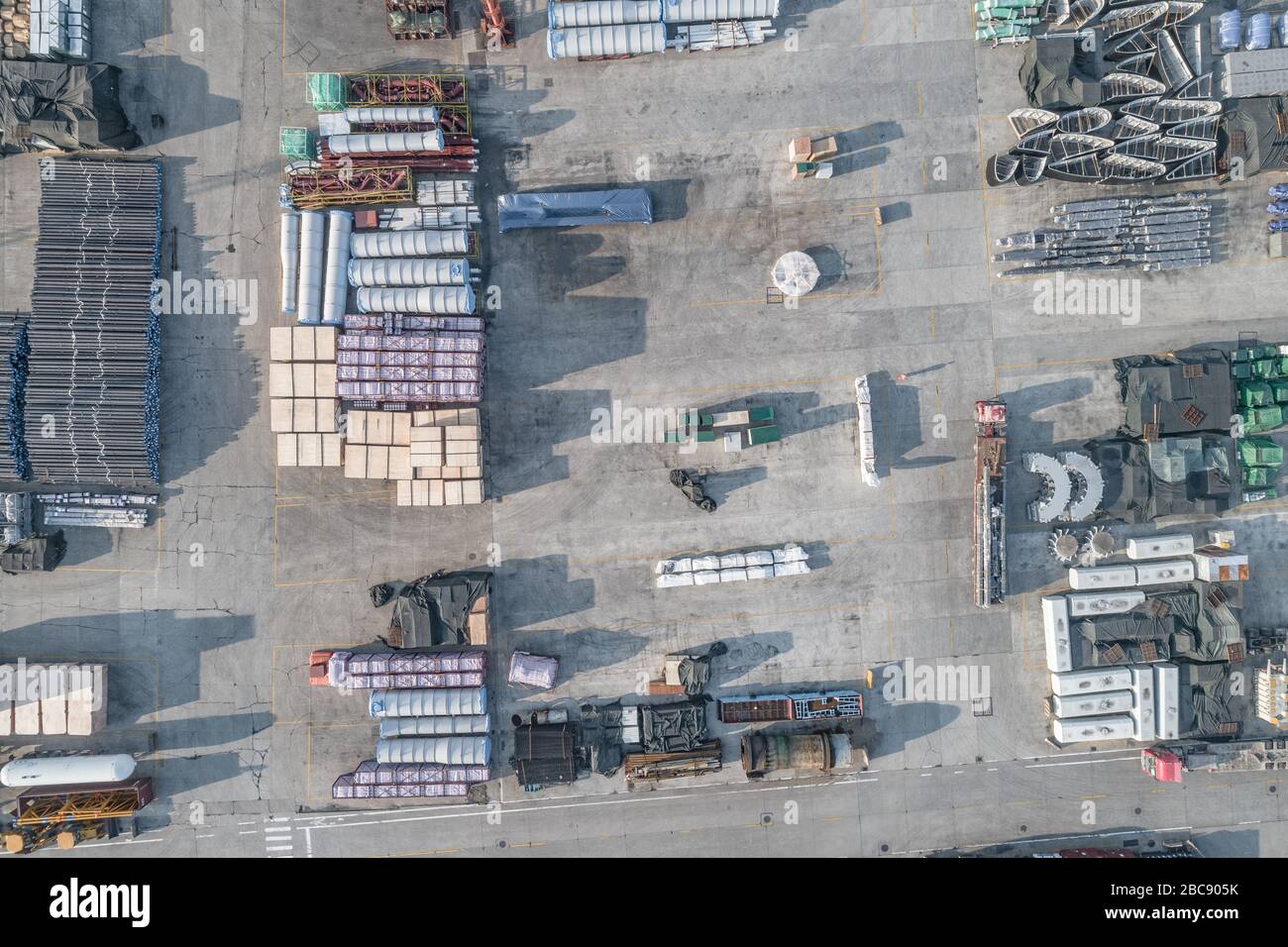 aerial view of raw industrial material in cargo port Stock Photo - Alamy